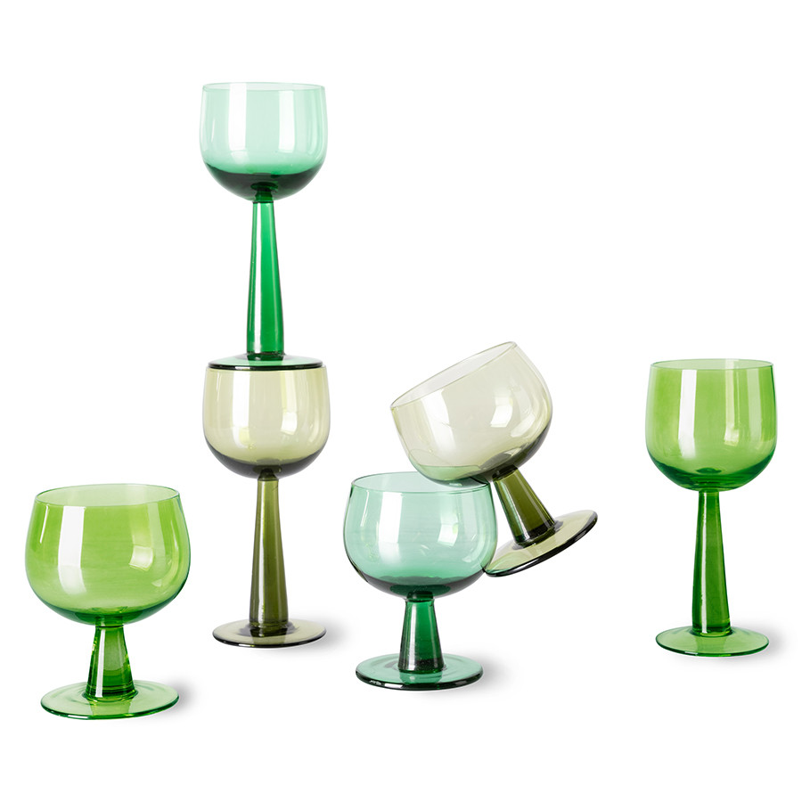 The Emeralds, vinglass høy, fern green (sett av 4) - Kaffedilla